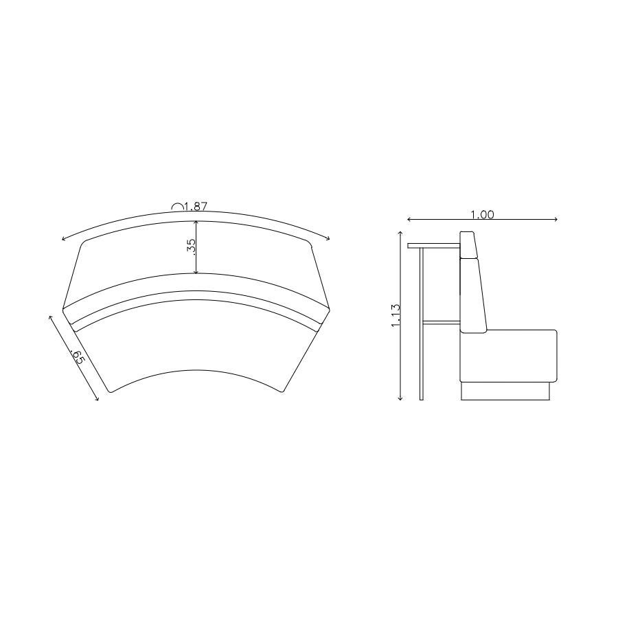 Sofá Booth para escritórios | Booth Mínima Hub Curvo - Coisas do Brasil